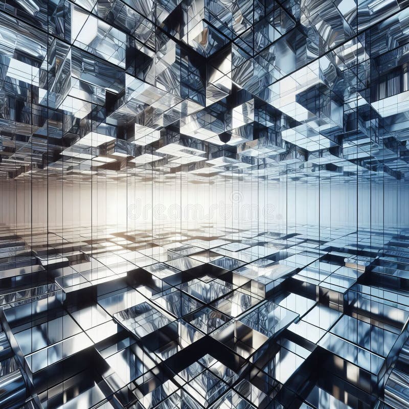 Mirror Like Surfaces Rendered with Geometric Patterns and Reflec Stock ...