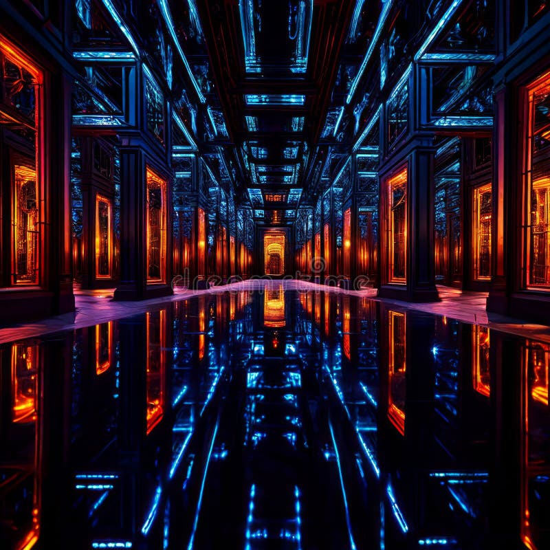 Mirror Maze a Maze Featuring Multiple Reflective Surfaces that Stock ...