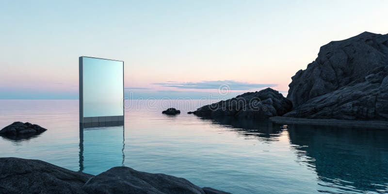 Mirror on Ocean, Rocky Shore at Sunset, Coastal Scenery ,Reflection ...