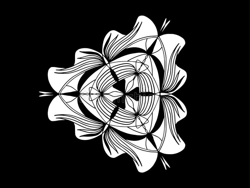 Mirror Pattern, Repeating Lines. Star, Flower or Snowflake. Children ...