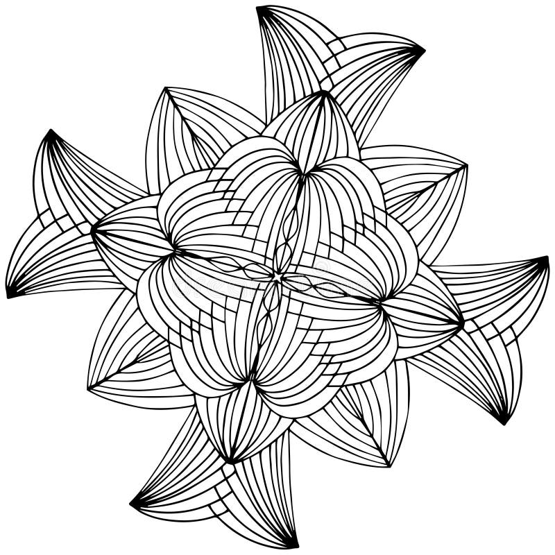 Mirror Pattern, Repeating Lines. Star, Flower or Snowflake. Children ...