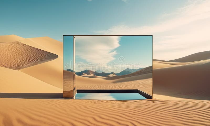 A Mirror is Placed in the Middle of a Desert, Reflecting the Sky and ...