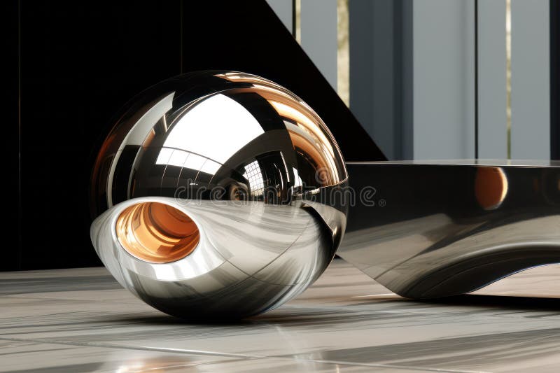 Mirror-Polished Surface on Sculpture - Reflective Artistry Stock ...