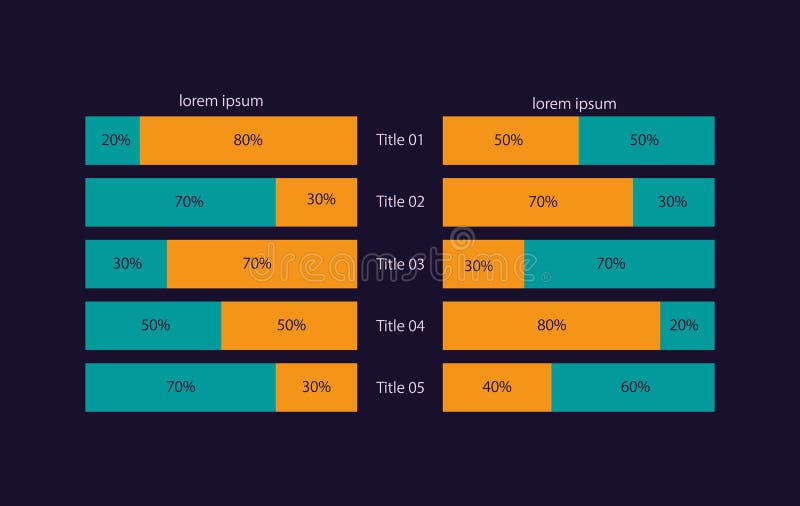 Mirror Rectangular Infographic Chart Design Template for Dark Theme ...