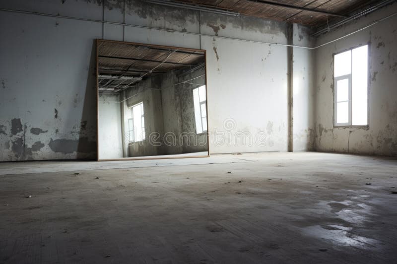 Mirror Reflecting an Empty Room Stock Photo - Image of design ...