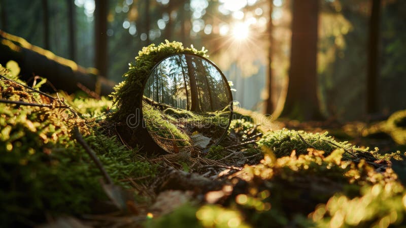Mirror Reflecting a Forest: Inner Nature Concept - AI Generated Stock ...