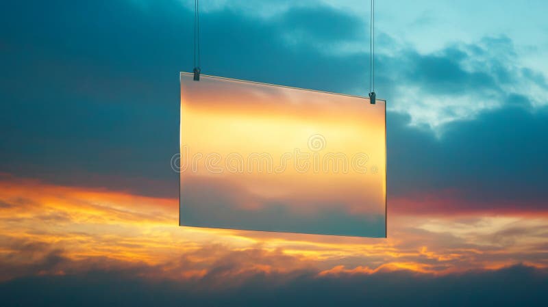 Mirror Reflecting Sunset Sky with Vibrant Orange and Blue Clouds ...
