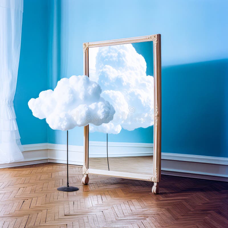 Mirror Reflection of a Cloud Isolated in a Room Stock Illustration ...
