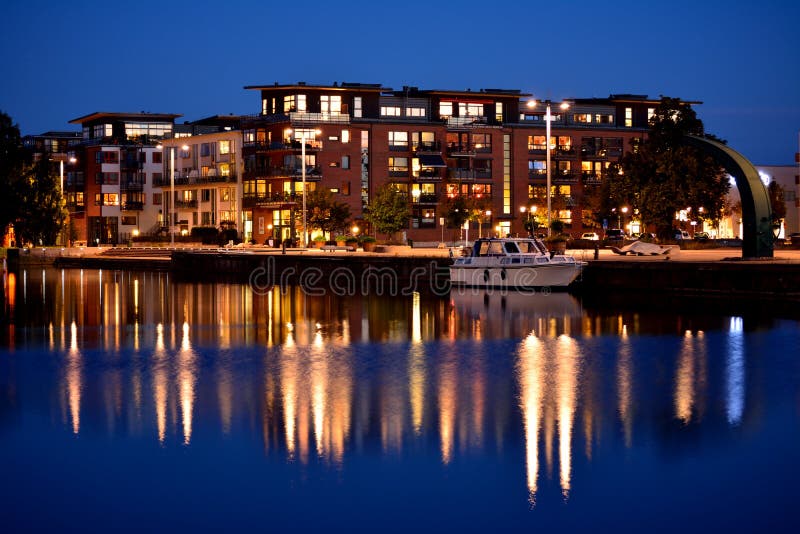 Jonkoping at night. Sweden stock image. Image of scandinavia - 33125119