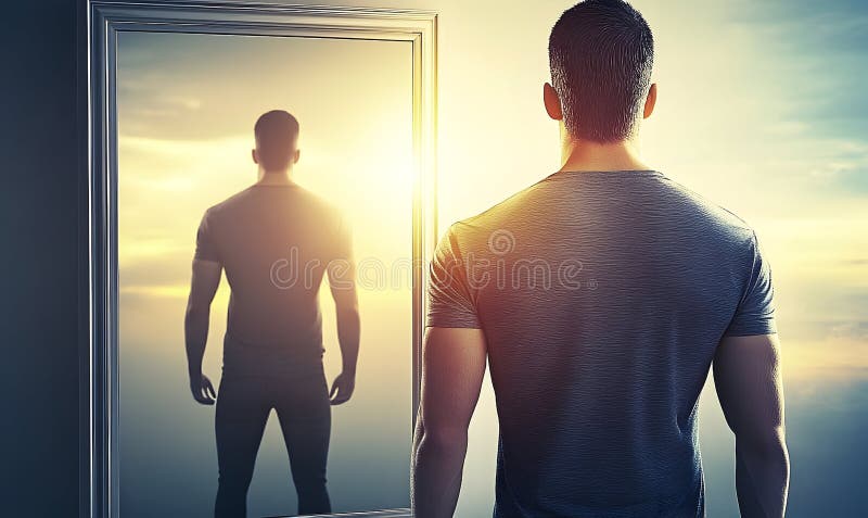Mirror Reflection of Self-Improvement Stock Illustration - Illustration ...