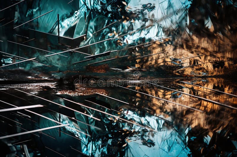 Mirror Reflection of Trees in Water Abstract Illustration Stock ...