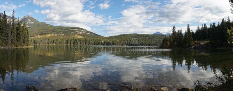 Mirror Reflections on Pyramid Lake in Banff National Park, Canada ...