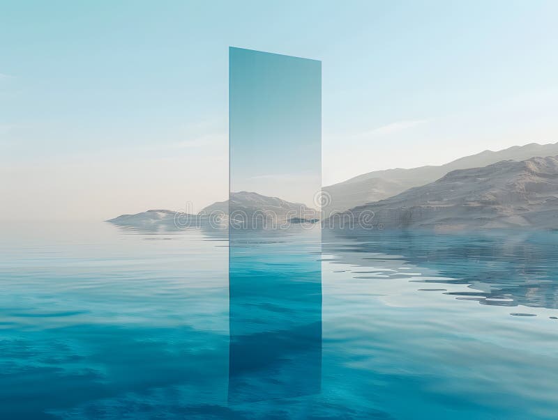 A Mirror Reflects the Sky in a Floating Rectangle on Water Stock Photo ...