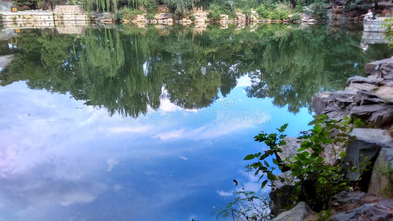 Mirror 2 stock image. Image of river, green, cloud, blue - 76392025