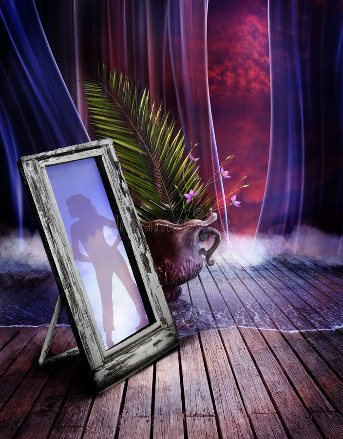 Mirror in room stock illustration. Illustration of wooden - 28754618