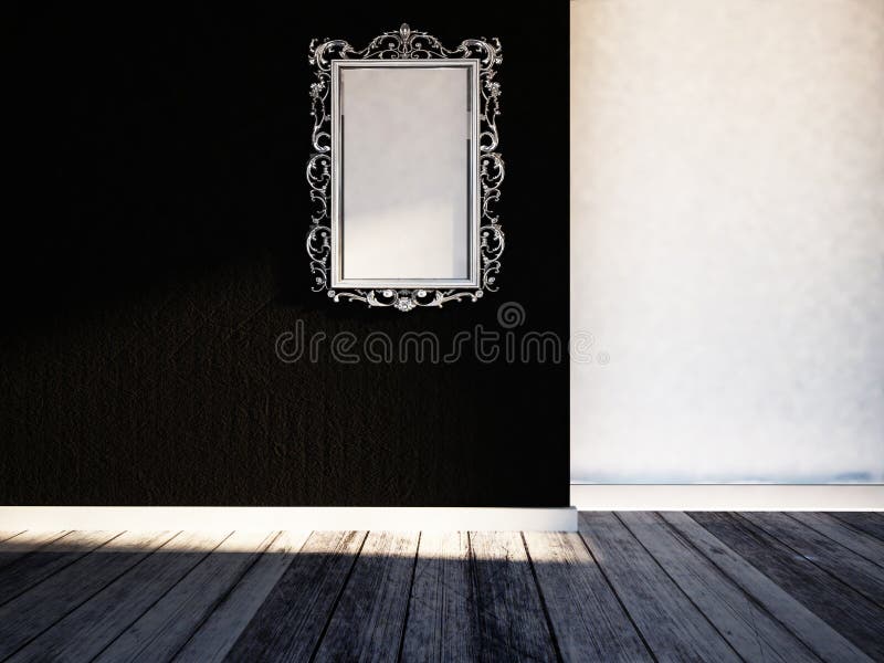 Antique Mirror in a Dark Room Stock Illustration - Illustration of gold ...