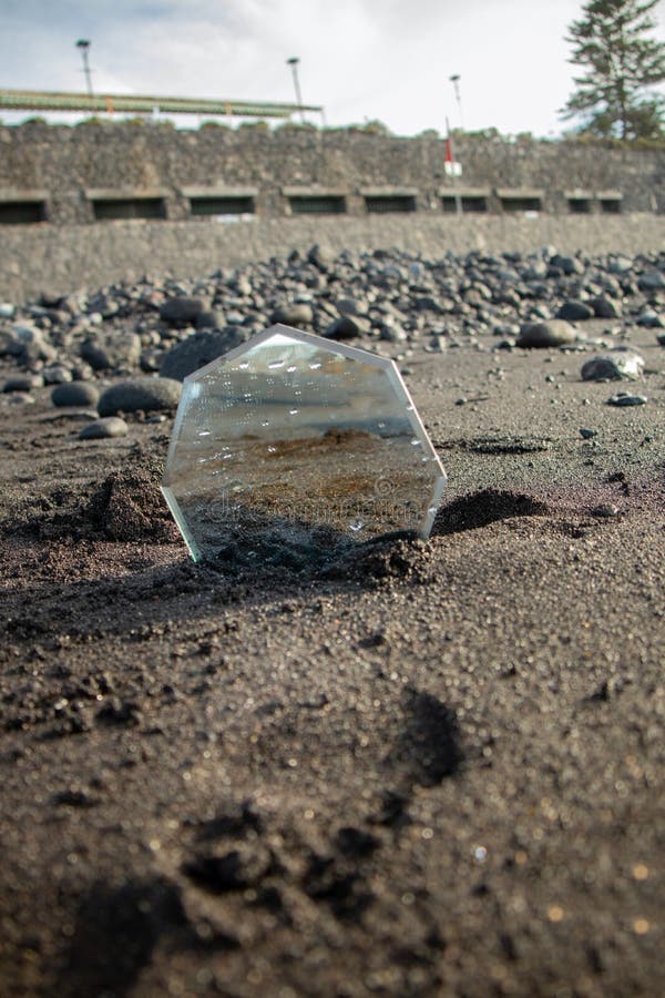 Mirror in the Sand on the Beach Stock Photo - Image of nature, road ...