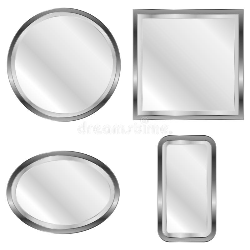 Mirror, a Set of Mirrors of Different Shapes Isolated. Vector, Cartoon ...