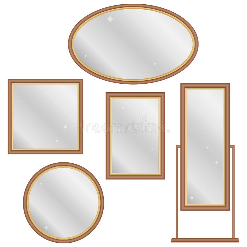 Mirror, a Set of Mirrors of Different Shapes Isolated. Vector, Cartoon ...
