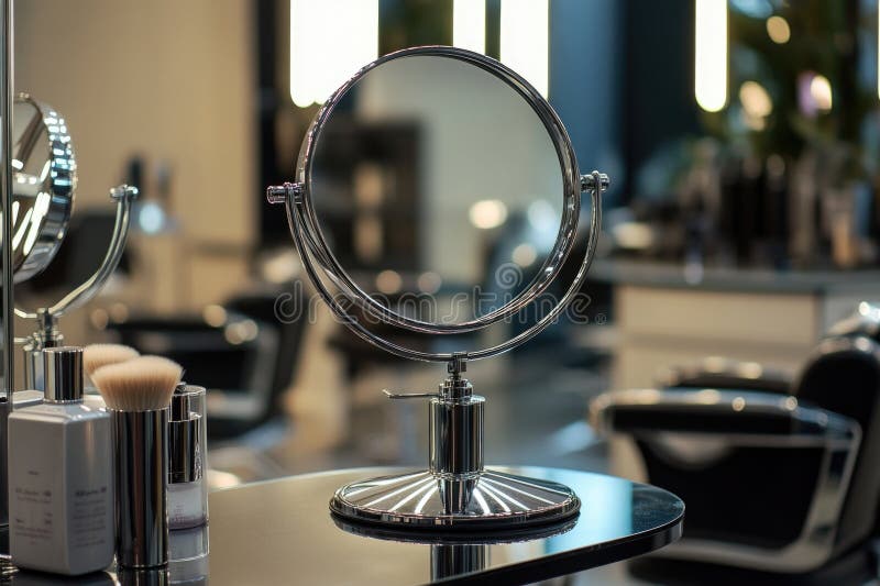 A Mirror Sits on Top of a Table in a Cozy Room, Providing a Reflective ...