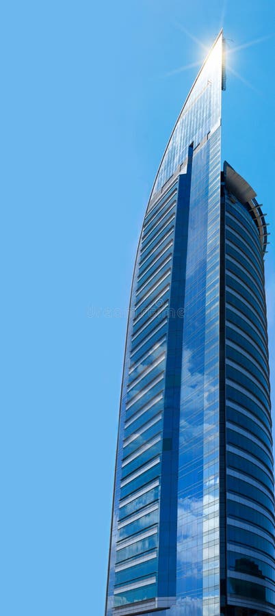 Mirror Skyscraper with a Reflection of a Clear Sky with Clouds Stock ...