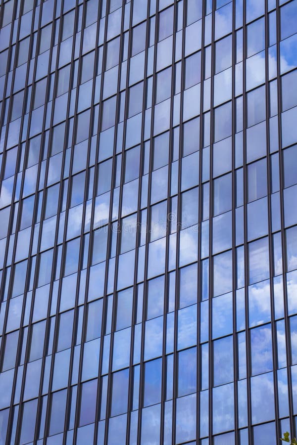 Mirror Skyscraper with a Reflection of a Clear Sky with Clouds Stock ...
