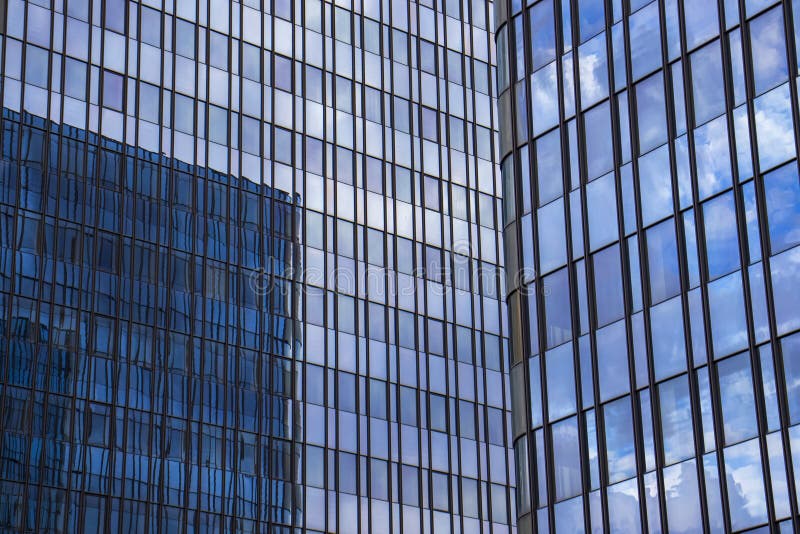 Mirror Skyscraper with a Reflection of a Clear Sky with Clouds Stock ...