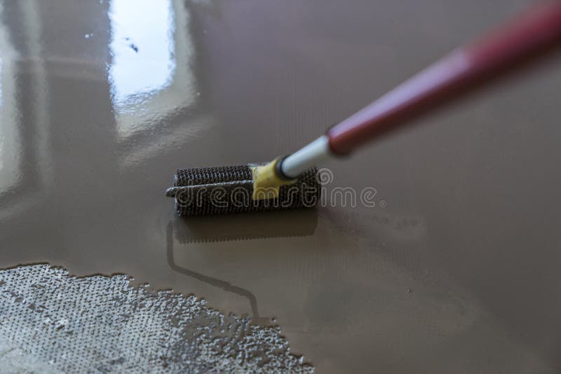 Mirror Smooth Surface of the Floor. Floor Covering with Self Lev Stock ...