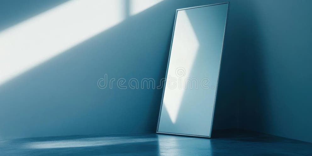 Mirror Stands in Corner with Sunlight and Shadows Reflection ...