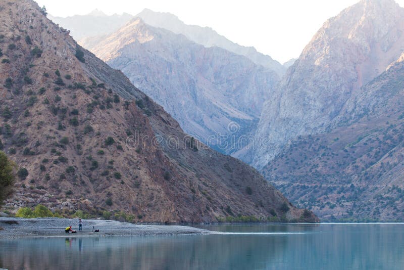 Mirror Surface of Lake Iskanderkul Stock Photo - Image of tien ...