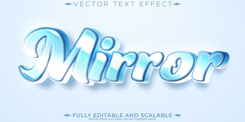 Mirror Text Effect, Editable Glass and Shiny Text Style Stock Vector ...