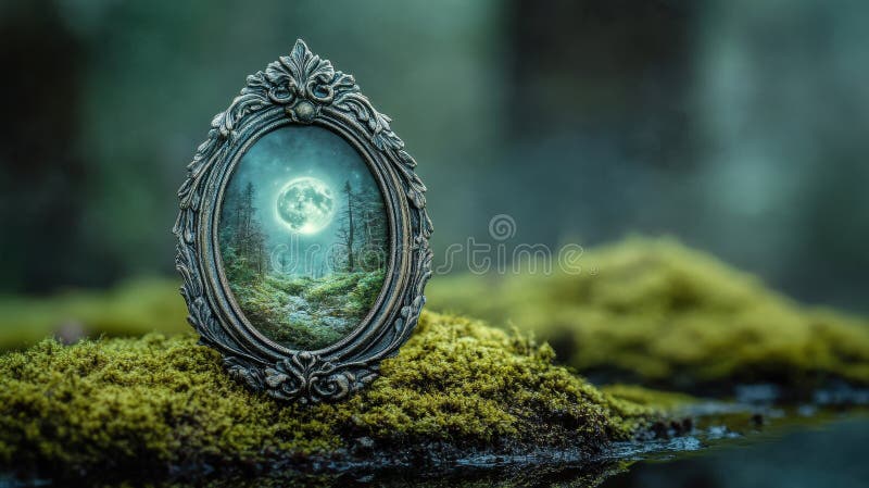 Mirror To Another World a Full Moon Forest Portal Reflecting in Natures ...