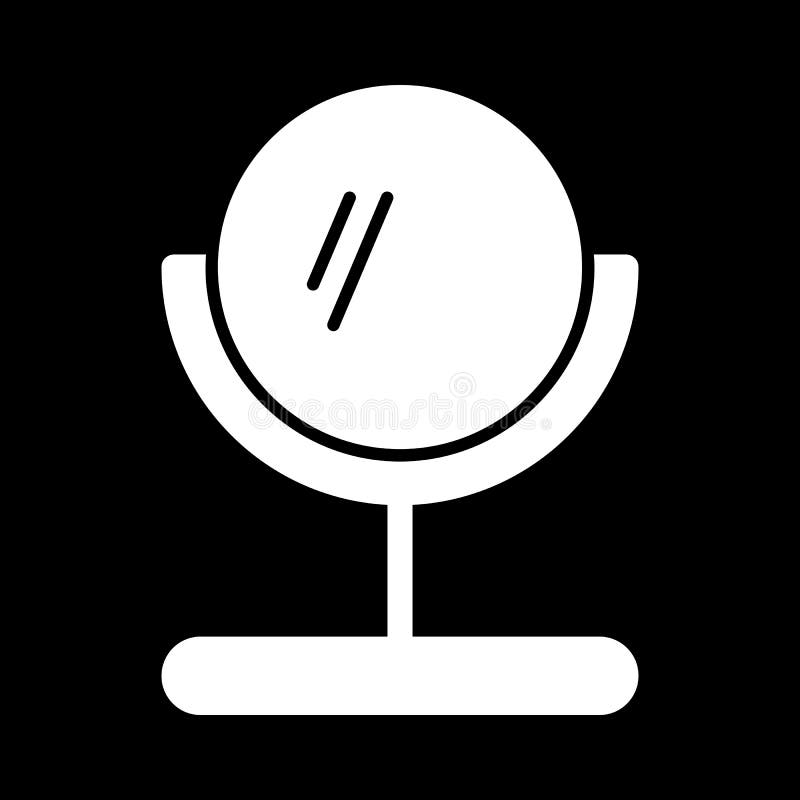 Mirror Vector Icon. Black and White Table Make-up Mirror Illustration ...