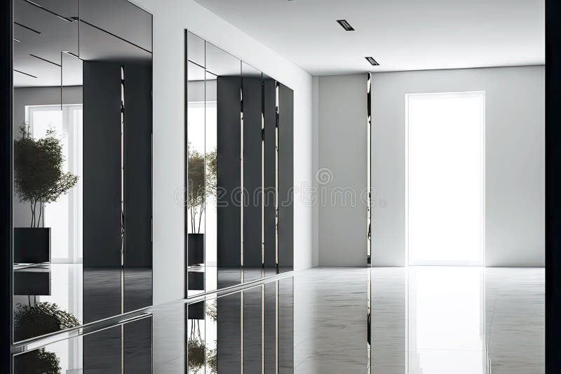 Mirror Wall As Part of Interior in Empty Office Stock Illustration ...