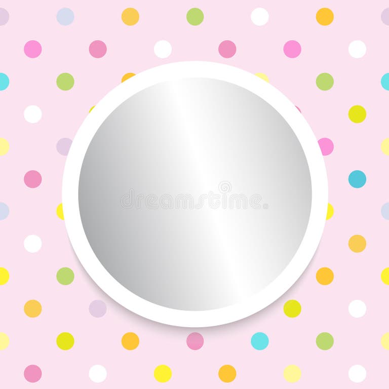 Mirror with White Frame on Polka Dot Decor Stock Vector - Illustration ...