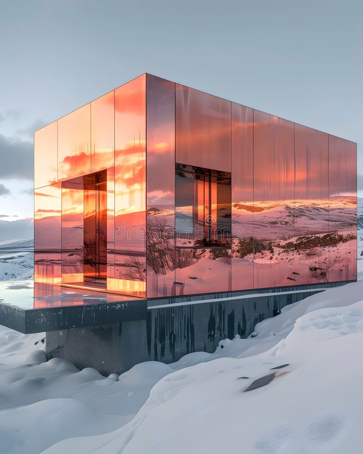A Mirrored Building in a Snowcovered Field Creates a Stunning Landscape ...