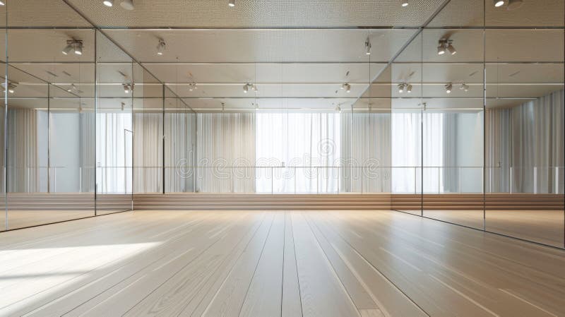Mirrored Dance Studio with Natural Light Stock Image - Image of ...