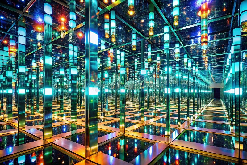 Mirrored Maze, Vibrant Lights, Colorful Reflection, City Background ...