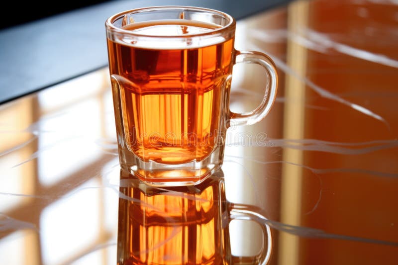 A Mirrored Reflection of a Cold Drink and a Hot Drink Stock Image ...