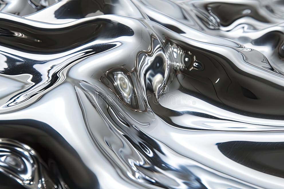 Mirrored Reflections on a Liquid Chrome Surface Stock Illustration - Illustration of mesmerizing ...