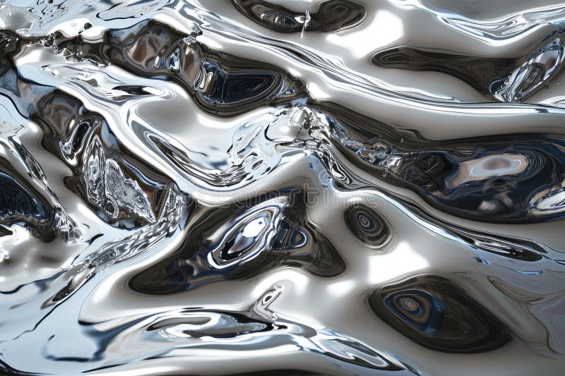 Mirrored Reflections on a Liquid Chrome Surface Stock Illustration ...