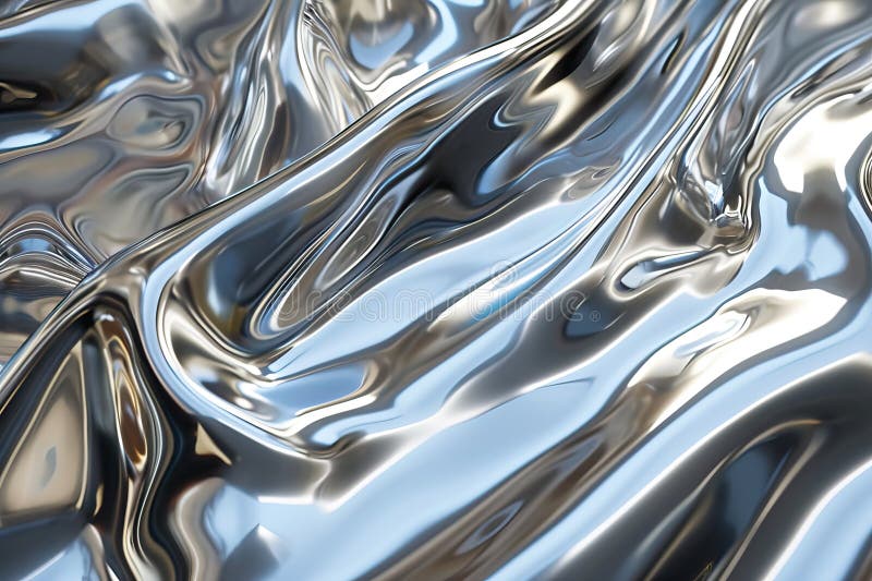 Mirrored Reflections on a Liquid Chrome Surface Stock Illustration ...