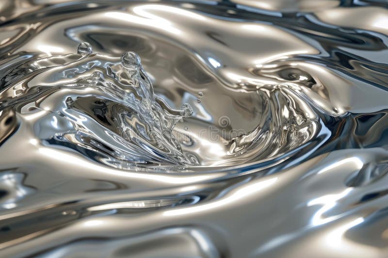 Mirrored Reflections on a Liquid Chrome Surface Stock Illustration ...