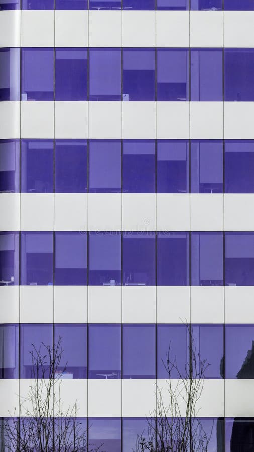 Purple Windows of a Modern Office Building Stock Image - Image of urban ...