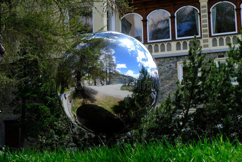 A Mirroring Sphere in a Park Stock Image - Image of reflection, sphere ...