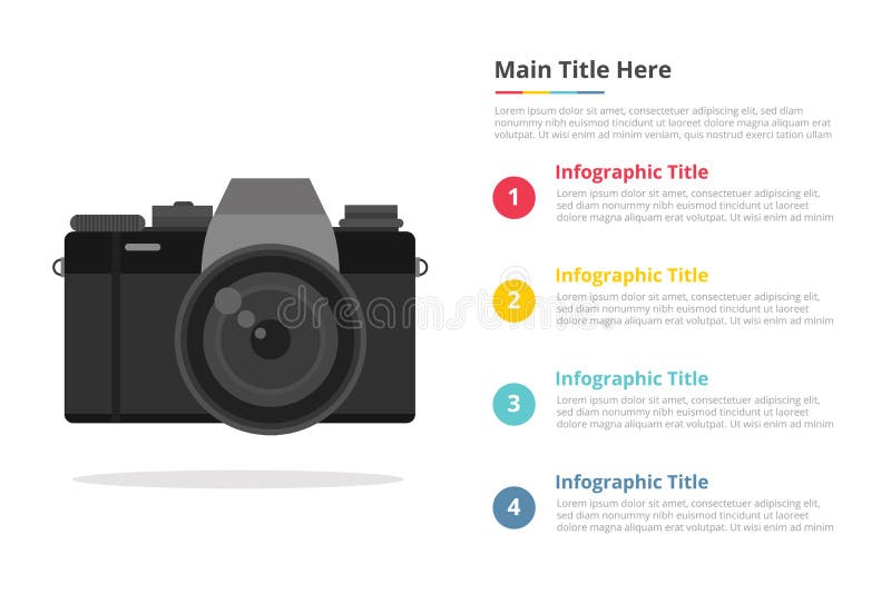 Mirrorless Camera Infographic Template with 4 Points of Free Space Text ...