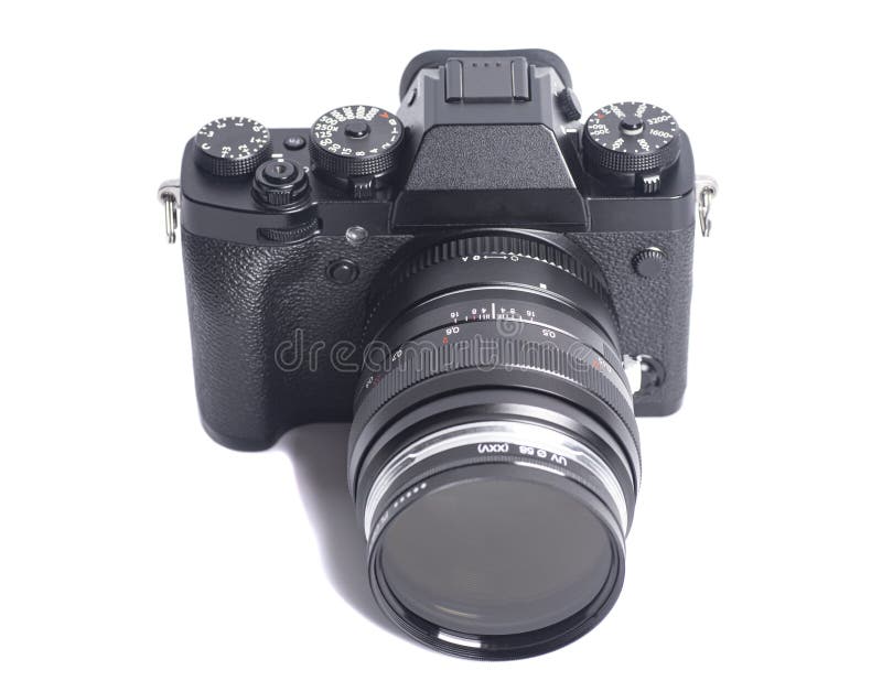 Mirrorless Digital Camera Top View Isolated On White Background Stock ...