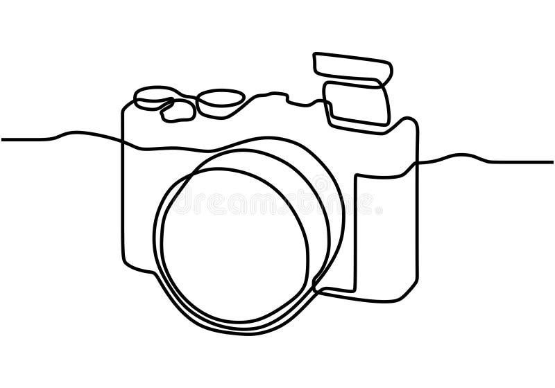 One Line Digital Camera Design. Hand Drawn Minimalism Style, Technology ...