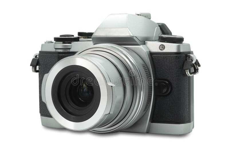 Mirrorless Digital Photo Camera. Retro Old Style Isolated on a White ...