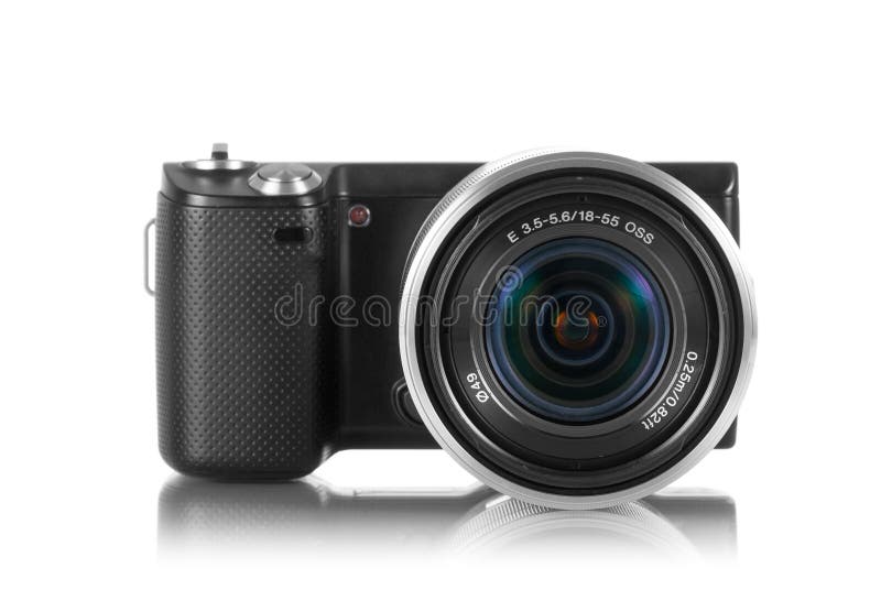 Mirrorless-Kamera Mit Linse Stockbild - Bild von geschäft, sony: 53073611